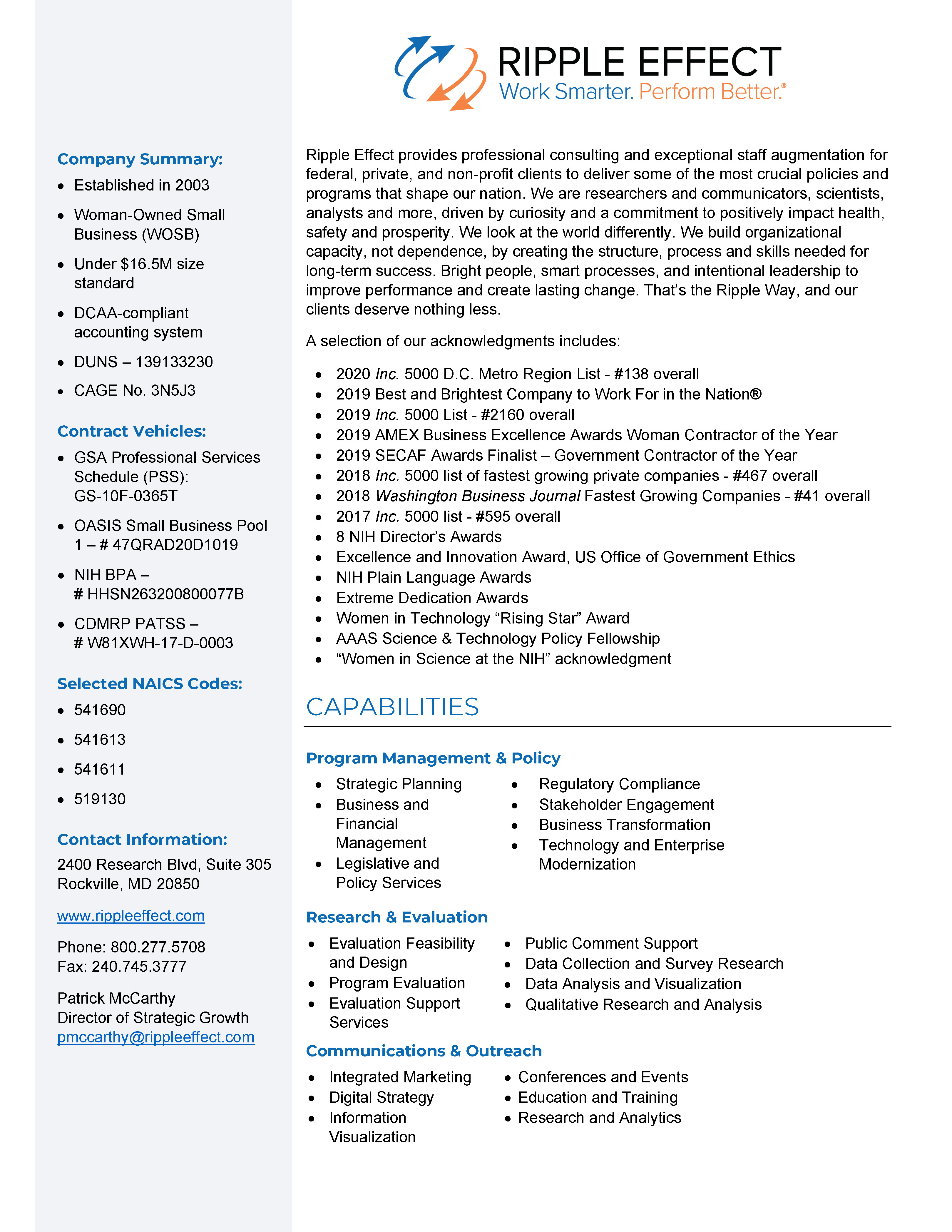 Capabilities Statement | Ripple Effect